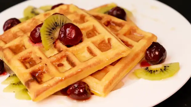 نرم کارن آٹا Waffles.