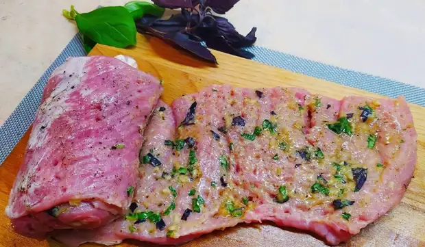 Czech meat roll with basil and garlic - wonderful lunch for the whole family