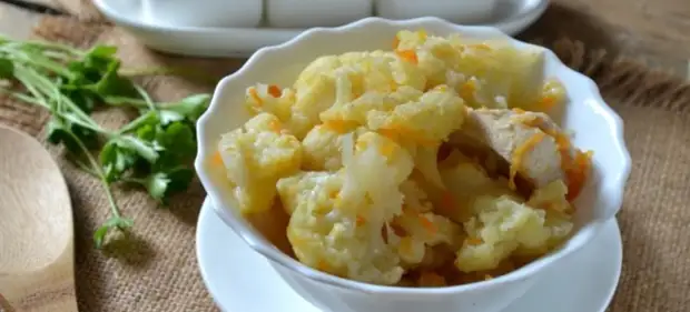 Cauliflower with meat in a slow cooker