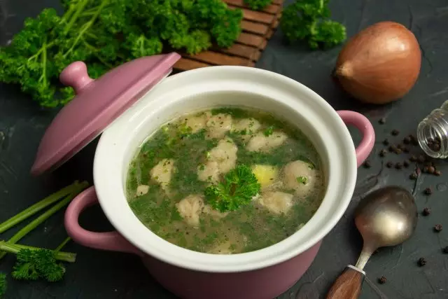 Potato soup with beans and meat - thick and tasty