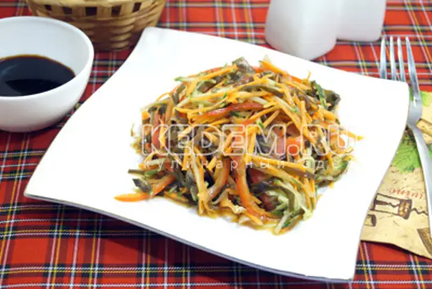 Delicious salad with sea cabbage