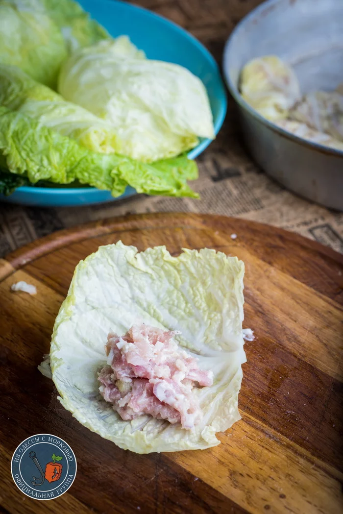 Kabbên ji Savoy Cabbage (Kaldolma) ji Odessa bi Carrots, Cooking, xwarin, Recipe, Photography, Long, Cabbage