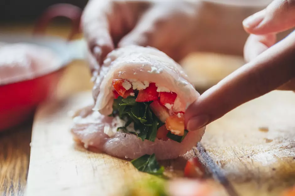 Rotoli di pollo al forno