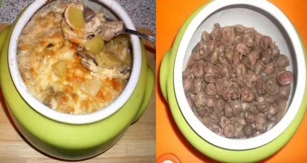 Rôti des cœurs avec des champignons dans un pot ou un dîner délicieux très rapide!