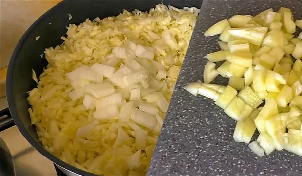 Mir vermëschen Kohl an dem Buckwheat an der selwechter Bratpfanne: e komplett neie Plat vu vertraute Produkter