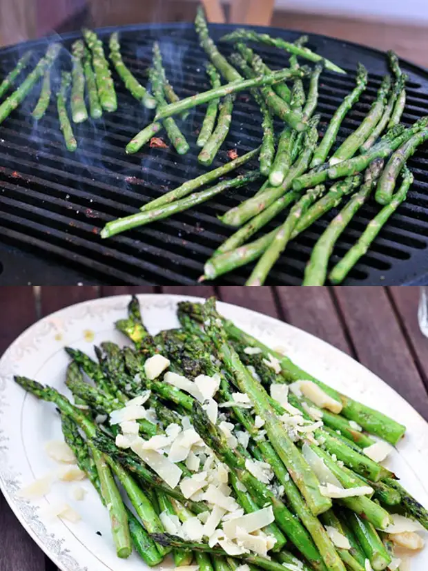 Asparagus dengan parmesan.