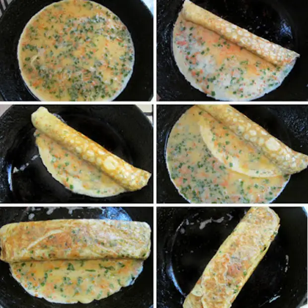 Kóreumaður Omelet, eða Kóreumaður Egg Roll (Gyeran Mari, 계란말 이)