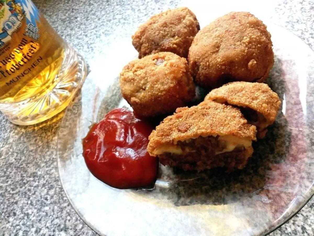 Anéis de cebola com recheio de lanche, receita, longo, cozinhar, cebola